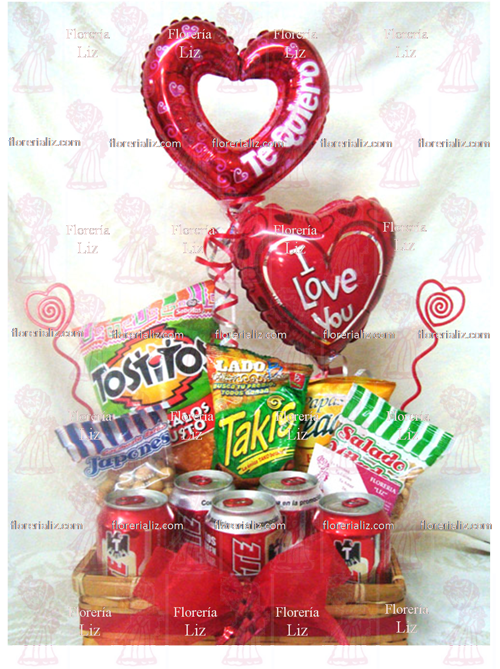 Canasta de Botanas y Globos #152 - Envia Flores y Regalos en Tijuana